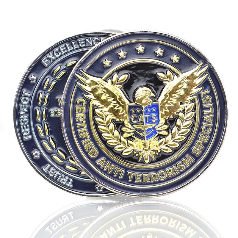 Custom Metal Enamel 3D American Eagle Tungsten Gold Coin - COINS